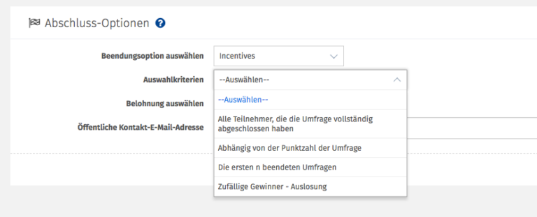 Abschlussoptionen bei Online-Umfragen - QuestionPro