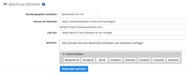Abschlussoptionen bei Online-Umfragen - QuestionPro