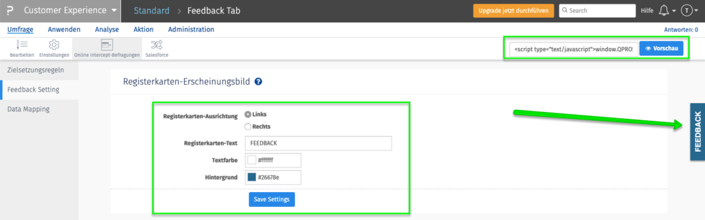 Feedback-Tab und Feedback Button erstellen - QuestionPro