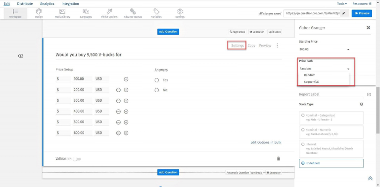 Gabor Granger Methode: Preisgestaltung mit QuestionPro
