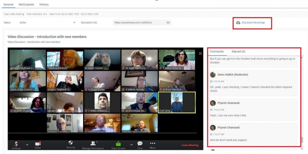 Videofeedback, Live Cast & Diskussionen - QuestionPro