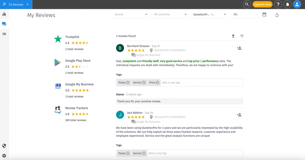 CX Reviews Reputation Management - QuestionPro